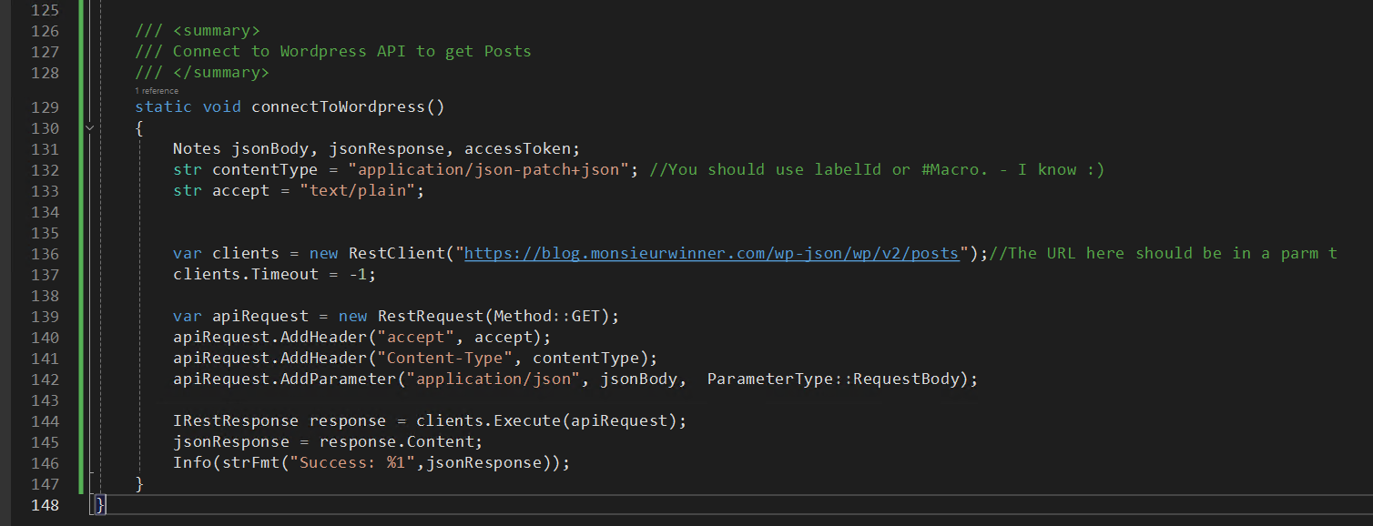 Consume JSON API x++ in D365FO using RestSharp - Monsieur Winner